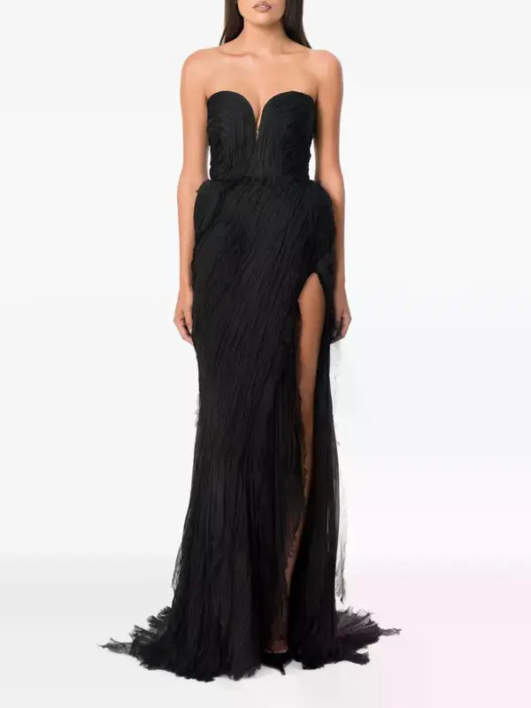 NORINA ST Zenya Plissé-effect Strapless Maxi Dress