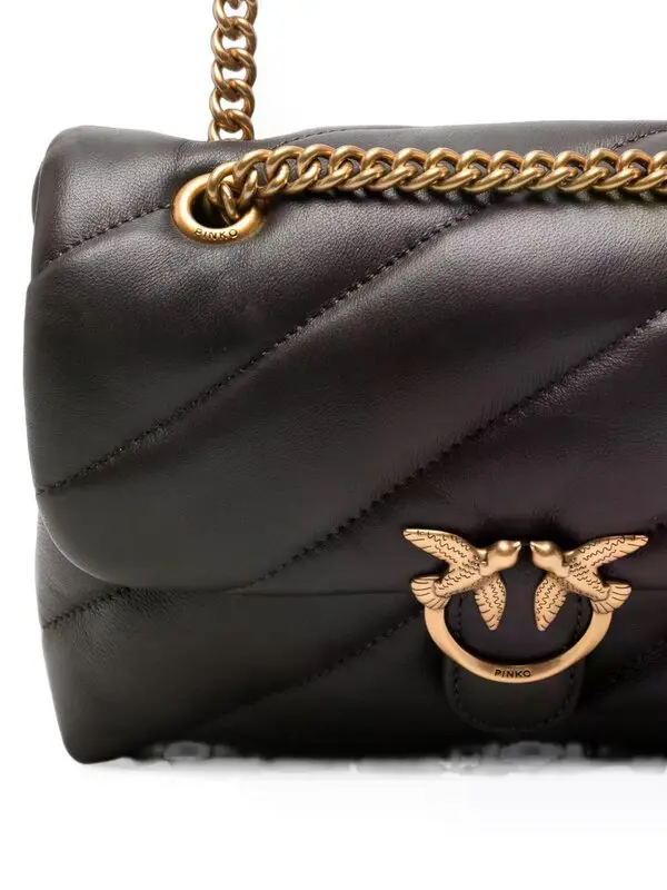 Pinko Love Puff Quilted Leather Shoulder Bag - Brown