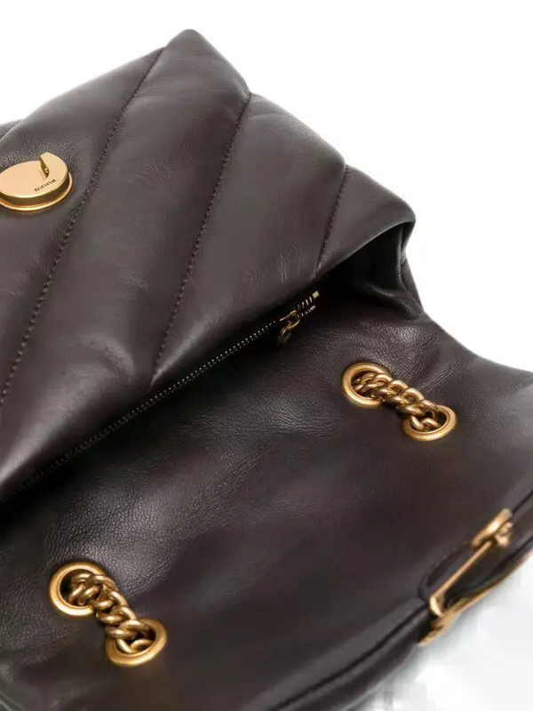 Pinko Love Puff Quilted Leather Shoulder Bag - Brown