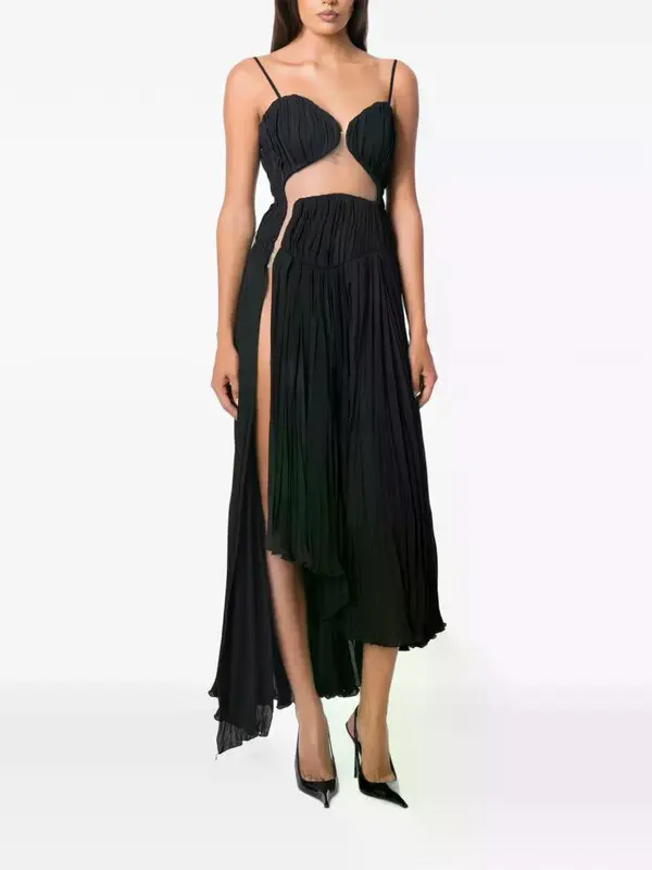 NORINA ST Acatia Cut-out Pleated Asymmetric Dress - Black