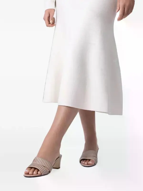 Manolo Blahnik Lusinamu Pleated Leather Sandals
