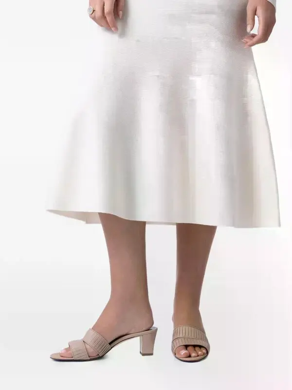 Manolo Blahnik Pleated Leather Sandals - Neutrals