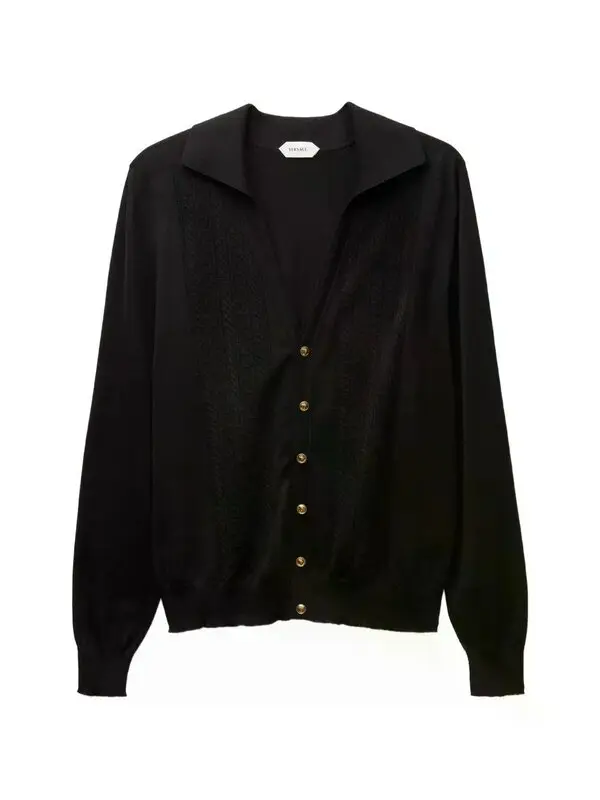 Versace And Cotton Knit Polo Cardigan
