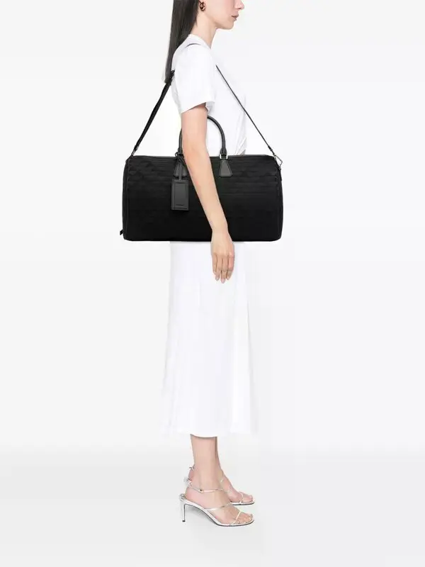 Prada 2013-2026 Saffiano Trimmed Embroidered Fabric Travel Bag