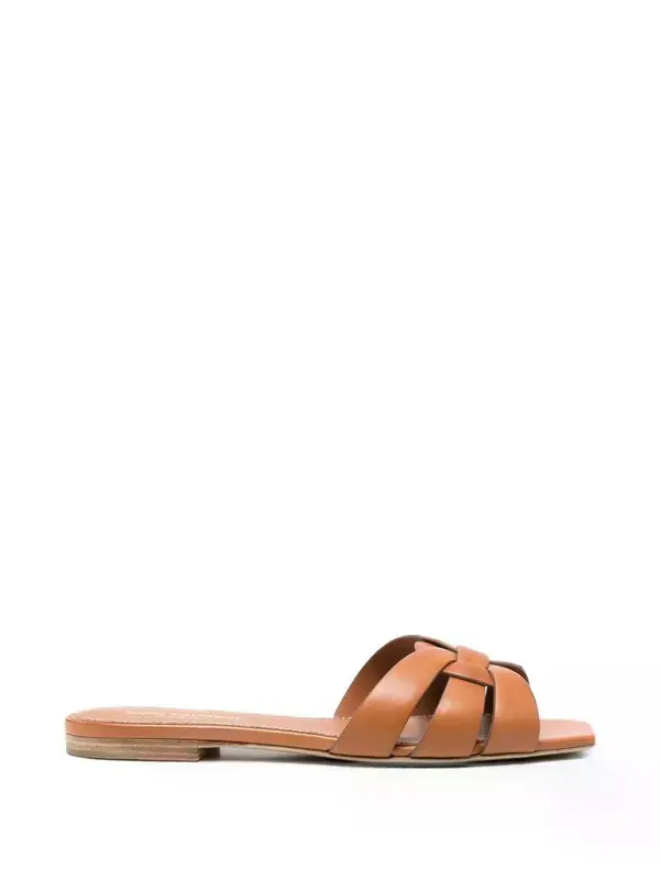Saint Laurent Tribute Leather Sandals - Brown