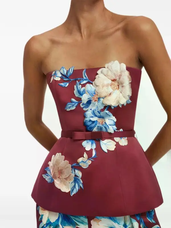 LEO LIN Nadia Floral-appliqué Bustier Top