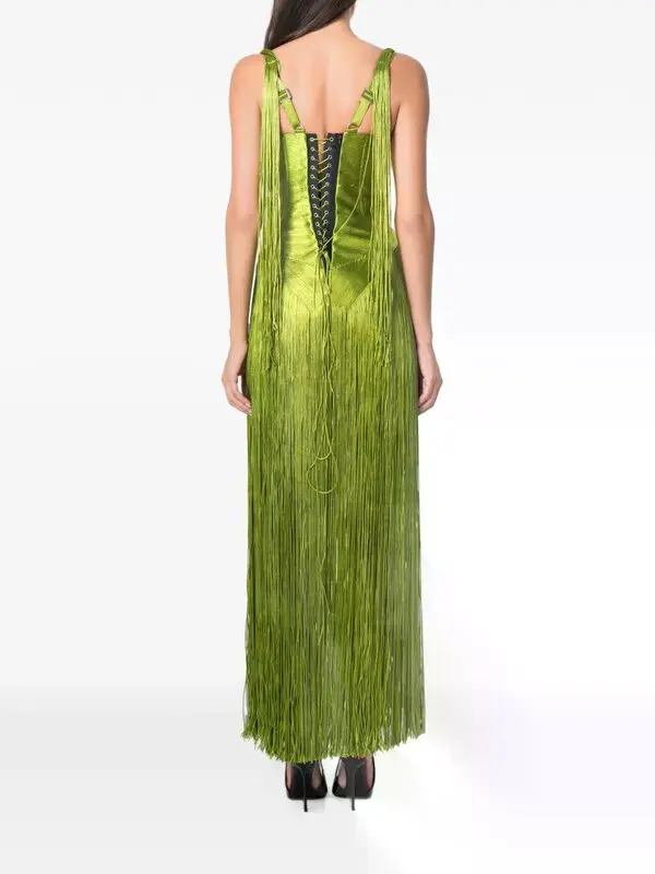 NORINA ST Emerald Fringe-trim Maxi Dress
