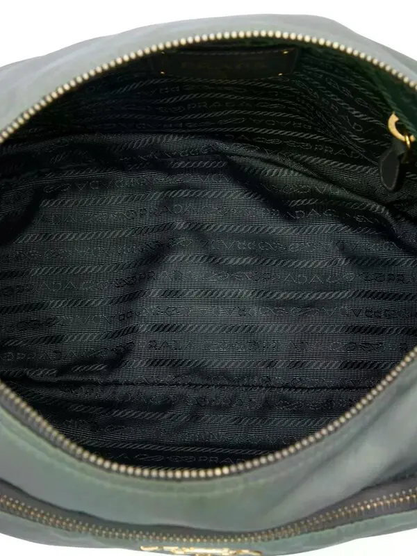 Prada Saffiano Trimmed Tessuto Zip Top Cross Body Bag