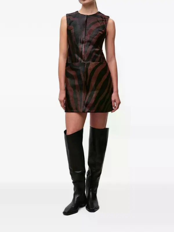 Simkhai Sonoma Zebra-print Leather Mini Dress