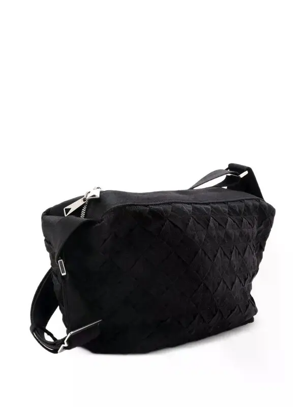 Bottega Veneta Cassette Zip Maxi Intrecciato Webbed Canvas Cross Body Bag