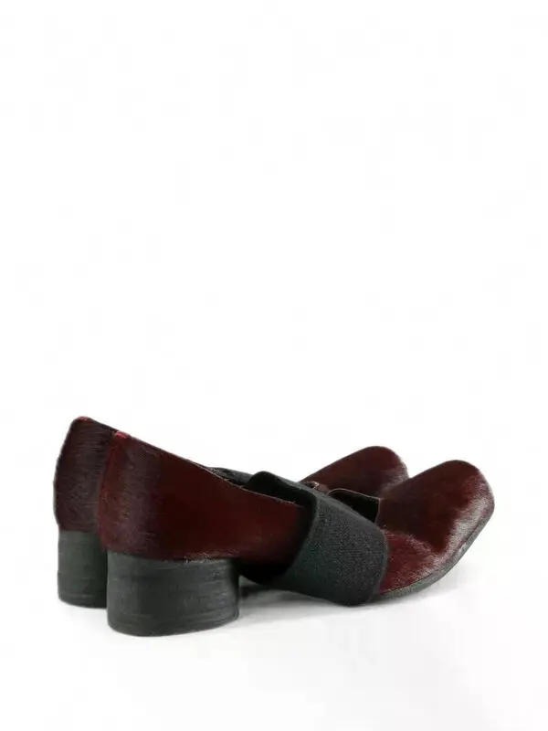 UMA WANG Elasticated Pony-hair Pumps - Red