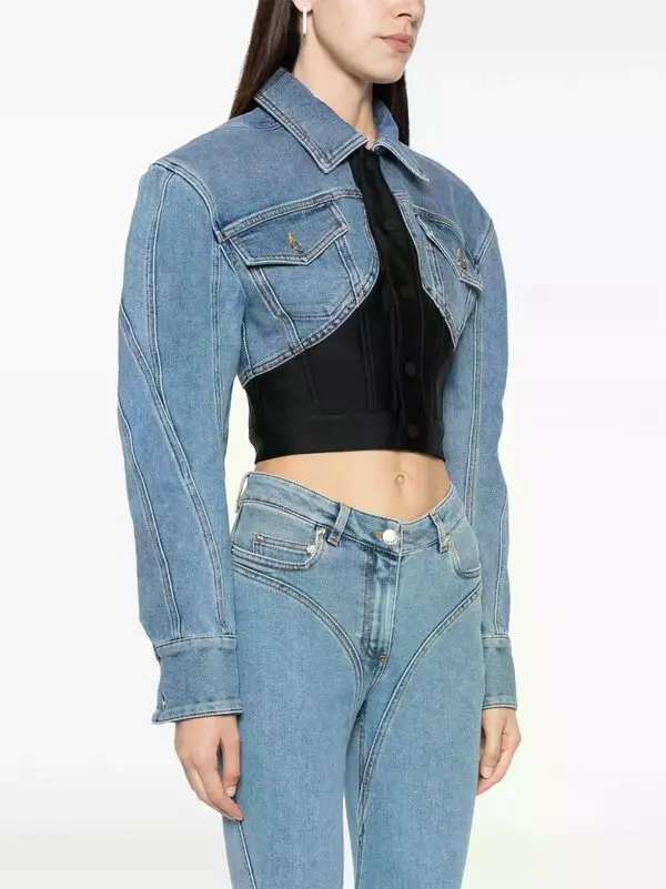 MUGLER Cropped Denim Jacket
