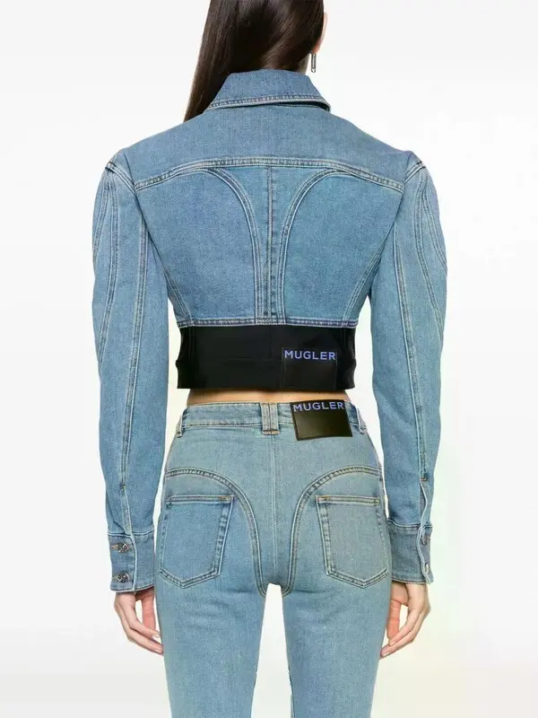 MUGLER Cropped Denim Jacket