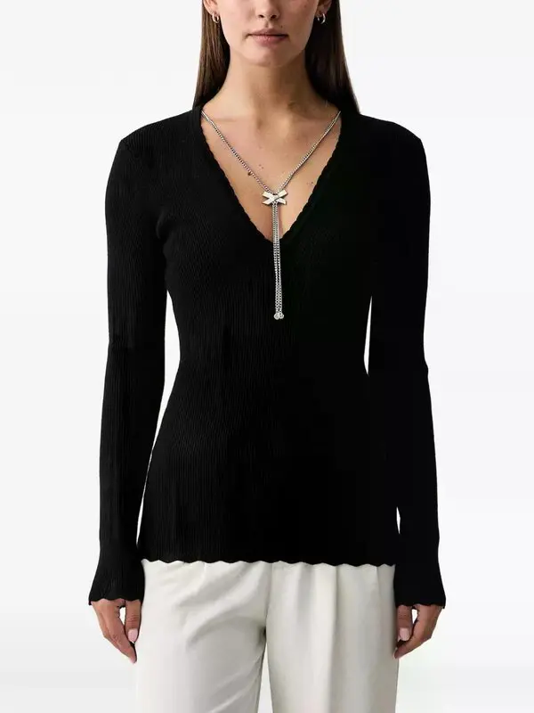 SILVIAN HEACH Ribbed V-neck Blouse