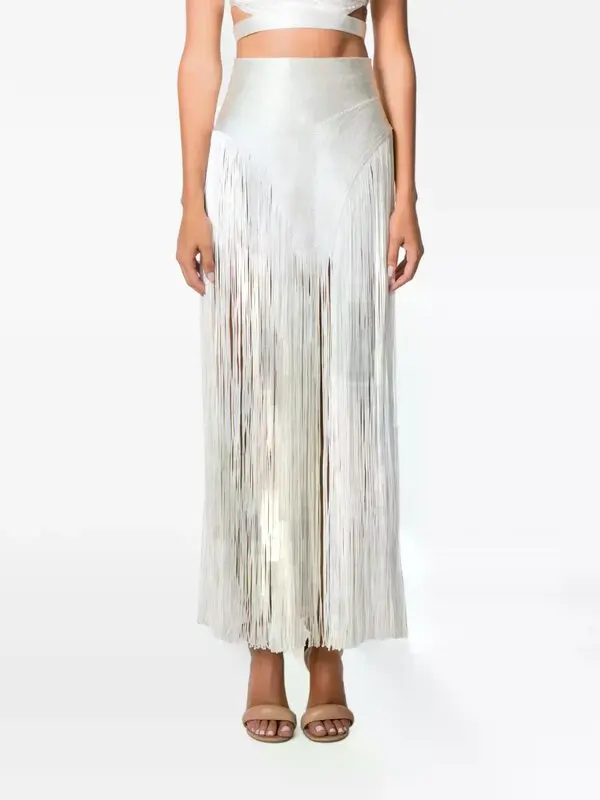NORINA ST Nuria Fringe-detail Skirt And Top Set - White