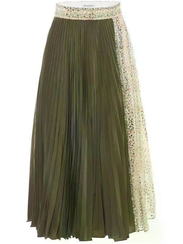 JW Anderson Pleated Contrasting Panel Midi Skirt