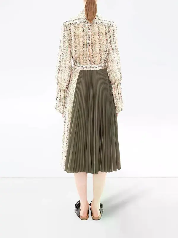 JW Anderson Pleated Contrasting Panel Midi Skirt