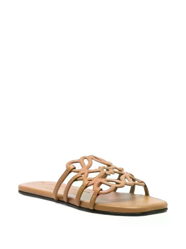 Loewe Petal Anagram Slide In Calfskin Sandals