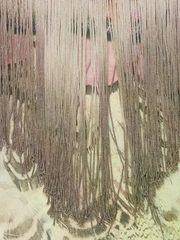 Roberto Cavalli Feather Print Fringe V-neck Top
