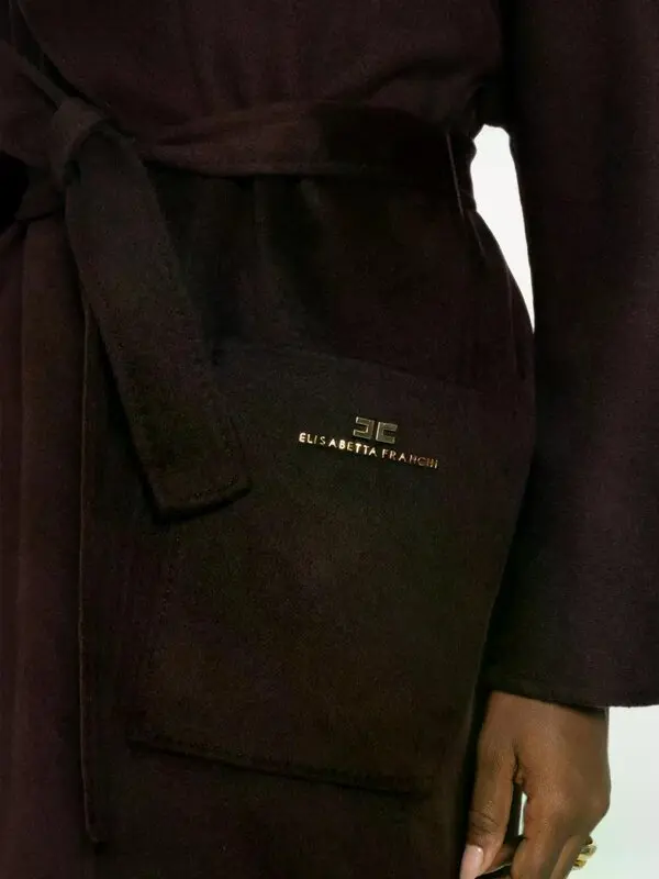 Elisabetta Franchi Belted Logo-plaque Coat