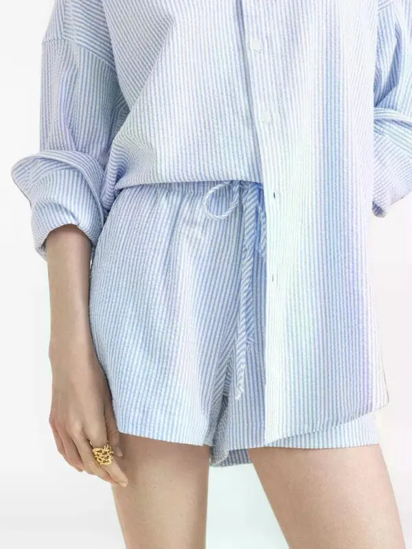 THE LADY AND THE SAILOR Striped Flutter Mini Shorts