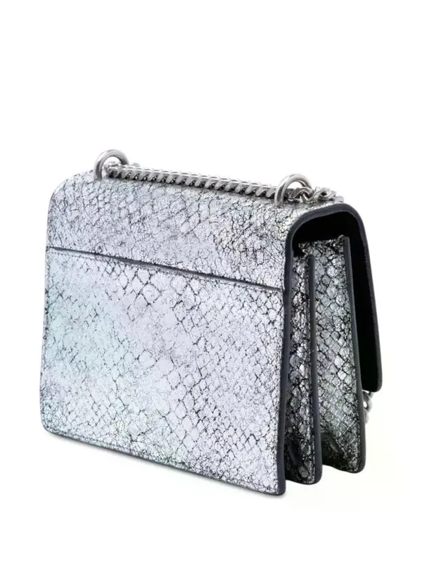 Saint Laurent Python Embossed Leather Monogram Sunset Cross Body Satchel - Silver