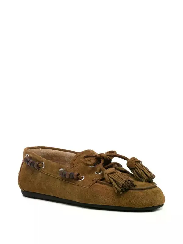 Miu Miu Suede Tassel Loafers - Brown