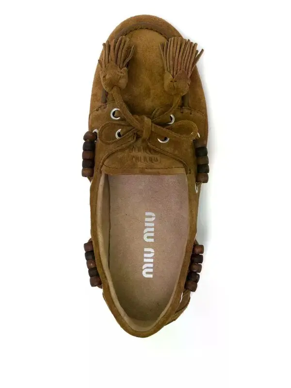 Miu Miu Suede Tassel Loafers - Brown