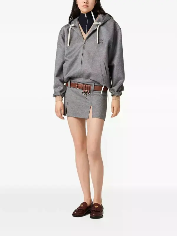 Miu Miu Double Cashmere And Wool Mini Skirt - Grey