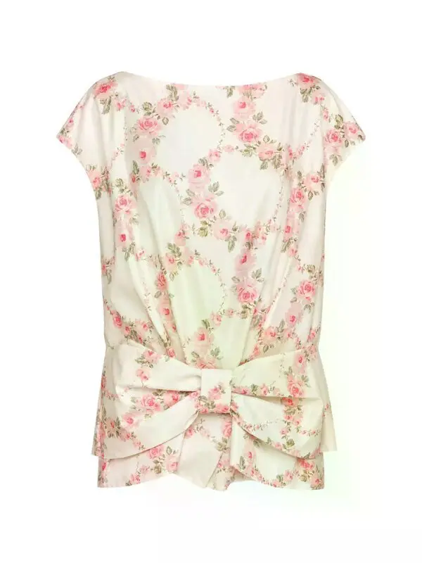 Simone Rocha Floral-print Bow-detail Blouse