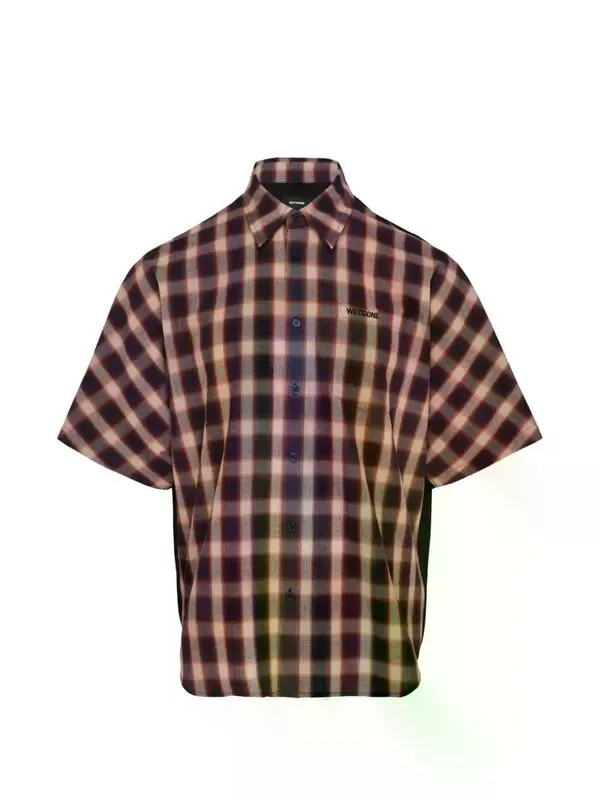 We11Done Red Dolmancheck-pattern Panelled Shirt - Black