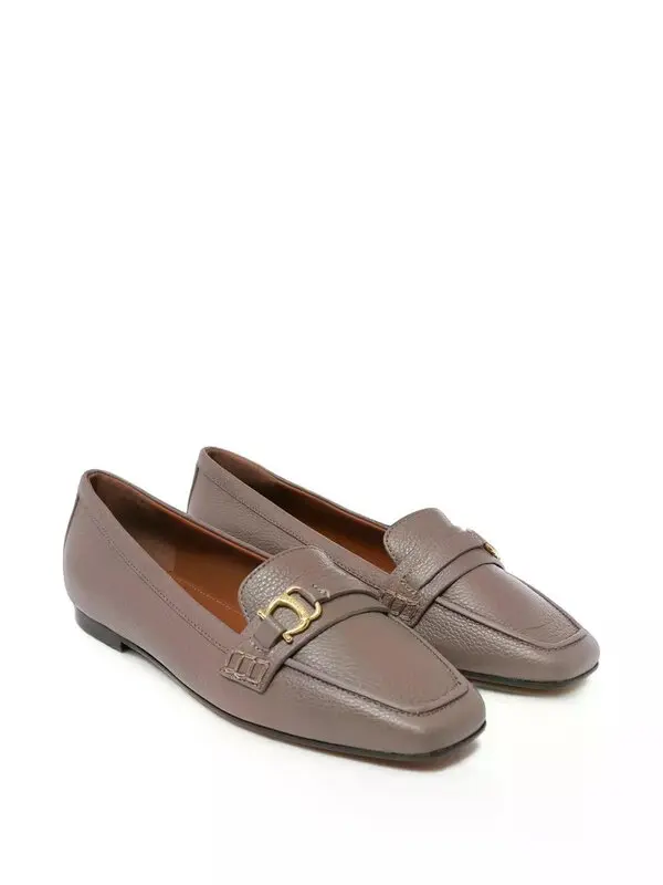 POLLINI Uptown Horsebit Grained Leather Loafers
