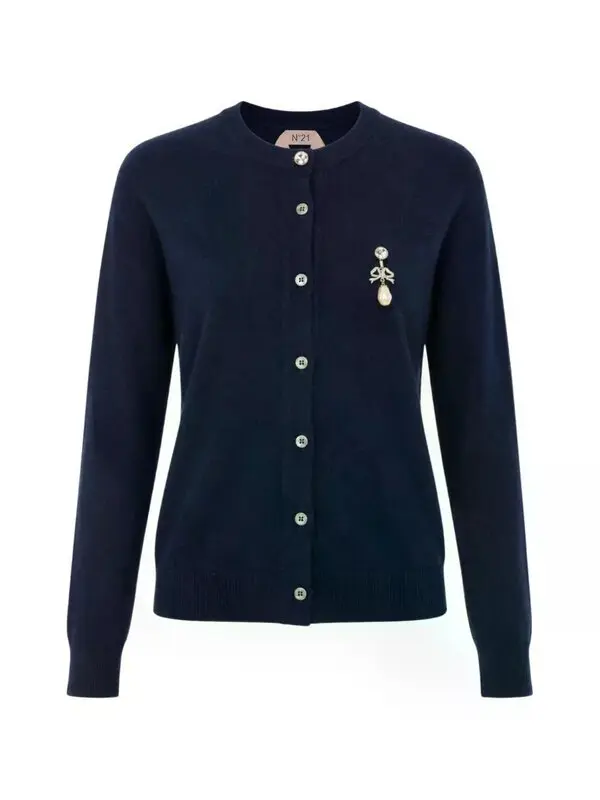 N°21 Pearl-brooch Wool Cardigan