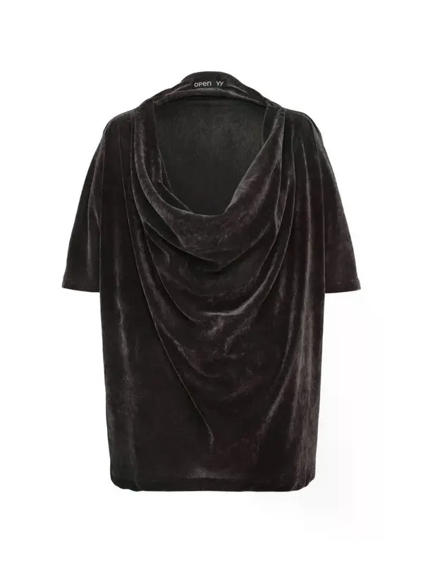 OPEN YY Velvet Cowl-neck T-shirt - Black