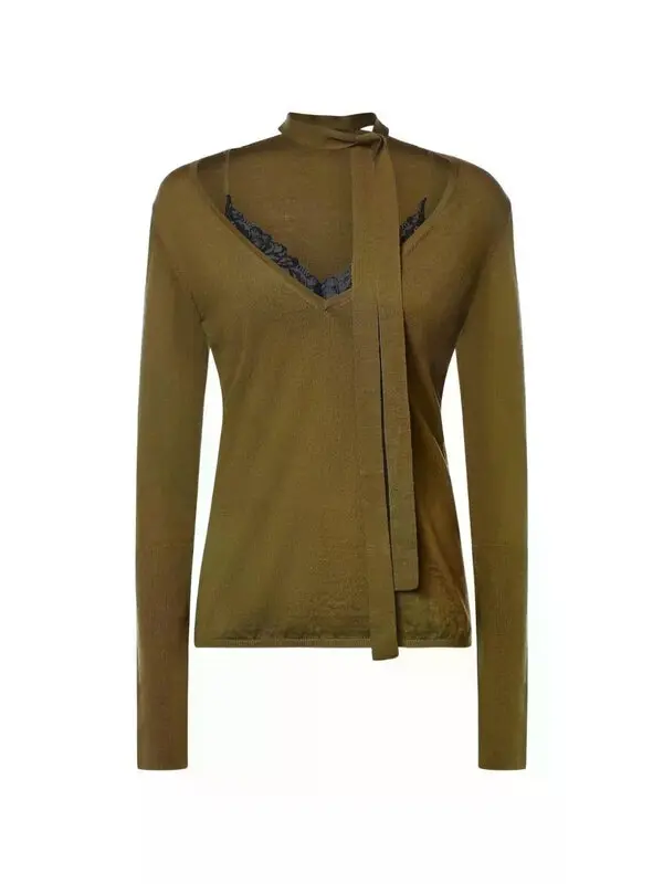 Pinko Lace-trim Tie-neck Pullover