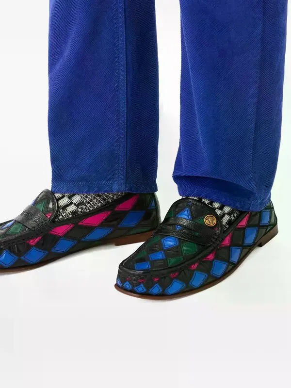 Versace Guanto Leather Patchwork Loafers