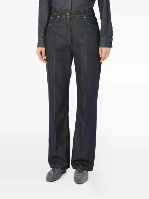 Max Mara Denim-look Cotton Barrel-leg Trousers Midnightblue - Blue