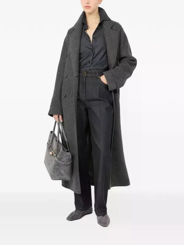 Max Mara Denim-look Cotton Barrel-leg Trousers Midnightblue