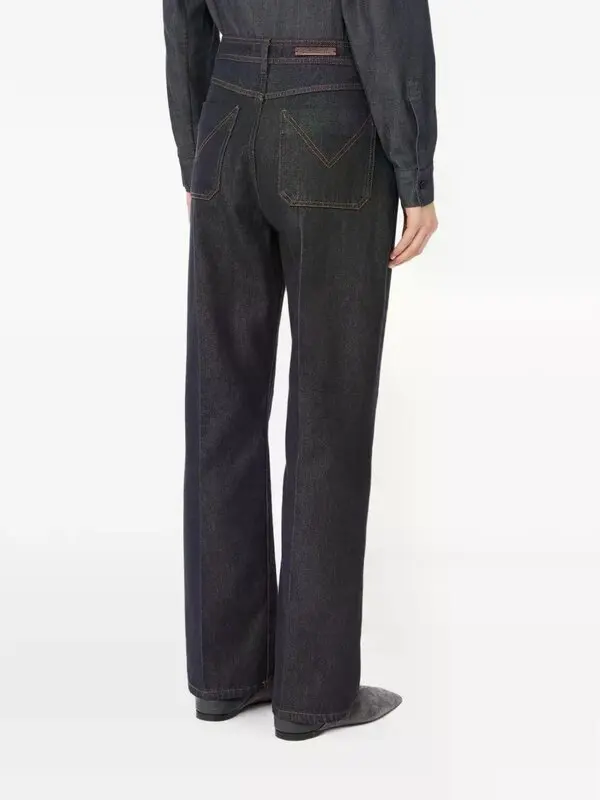 Max Mara Denim-look Cotton Barrel-leg Trousers Midnightblue