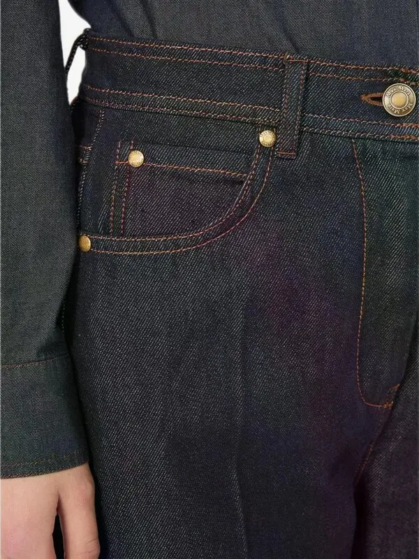 Max Mara Denim-look Cotton Barrel-leg Trousers Midnightblue