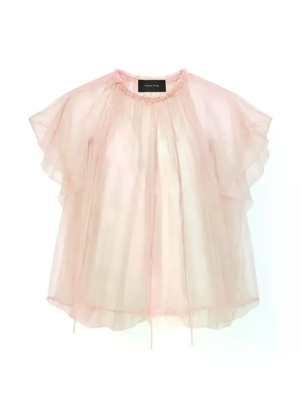 Simone Rocha Gathered Cord-tulle Top - Pink