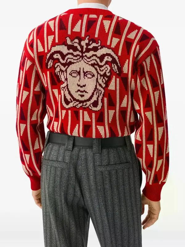 Versace Jacquard Wool And Cashmere Knit Jumper