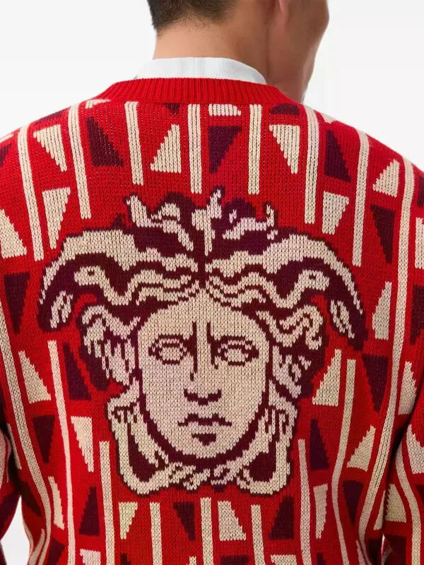 Versace Jacquard Wool And Cashmere Knit Jumper