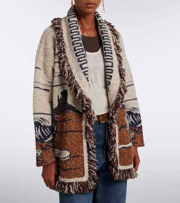 Alanui Riding The Waves Cotton And Wool Blend Cardigan - Multicoloured
