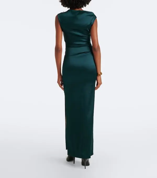 Max Mara Elegante Ruched Embellished Satin Cocktail Dress