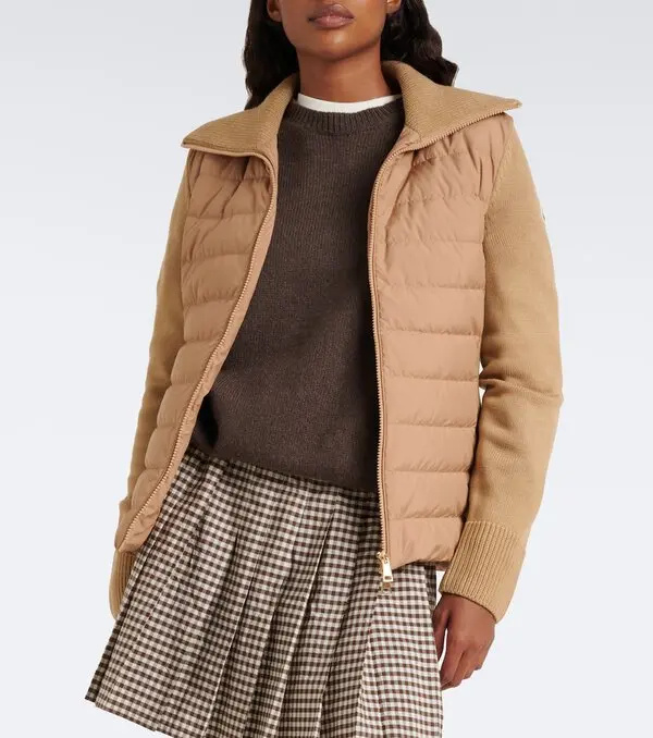 Moncler Down-paneled Virgin Wool Cardigan