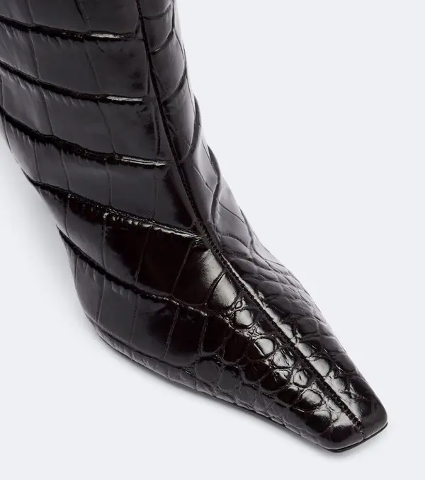 Amina Muaddi Mona Croc-effect Leather Knee-high Boots