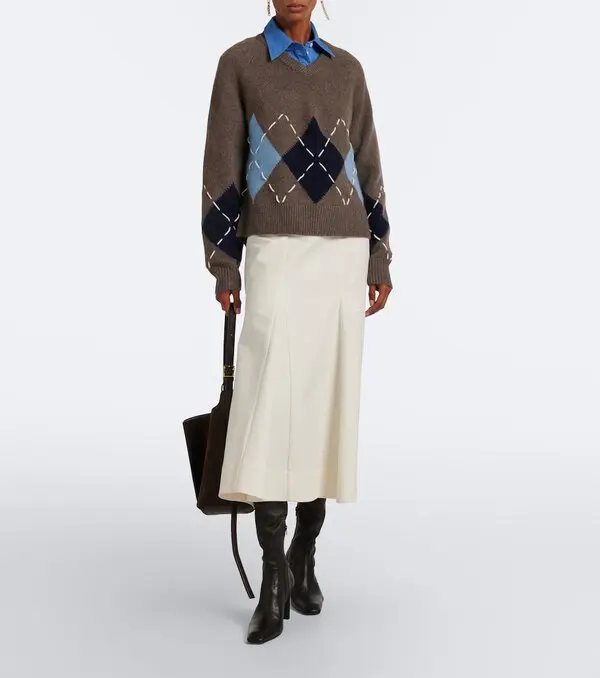 Arch4 Sloane Argyle Cashmere Sweater - Brown