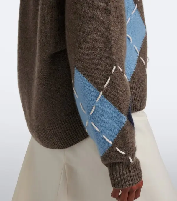 Arch4 Sloane Argyle Cashmere Sweater - Brown