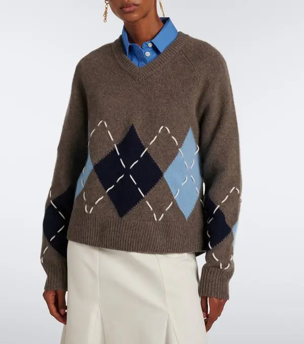 Arch4 Sloane Argyle Cashmere Sweater - Brown